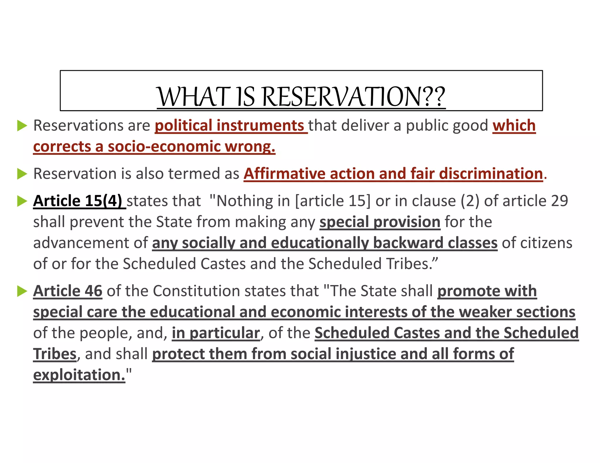 Reservation in india an overview by Rishikesh Mandhane | PPT
