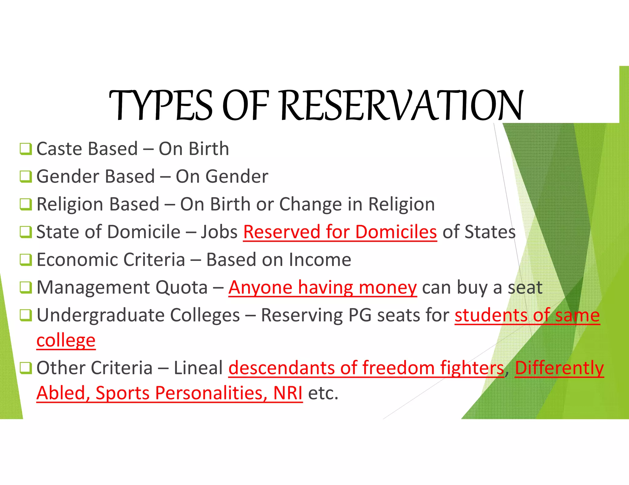 Reservation in india an overview by Rishikesh Mandhane | PPT