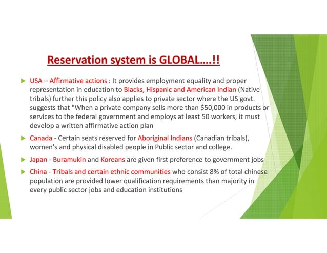 Reservation in india an overview by Rishikesh Mandhane | PPT