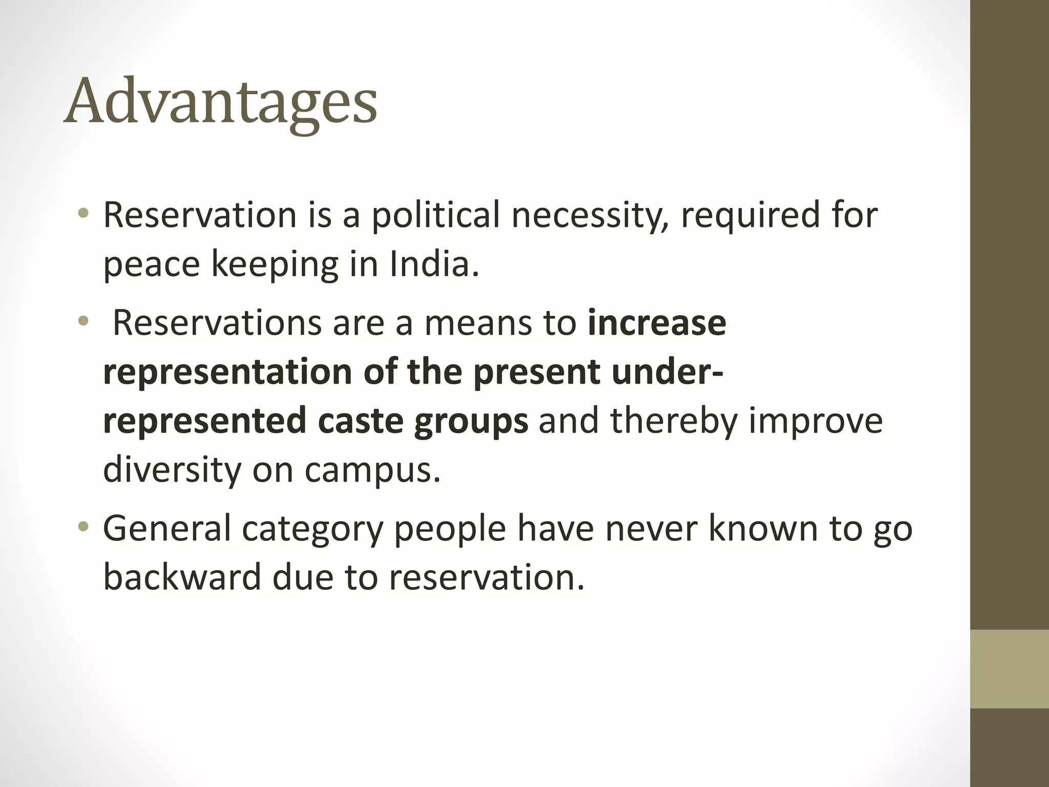 Reservation in indian education system | PPTX
