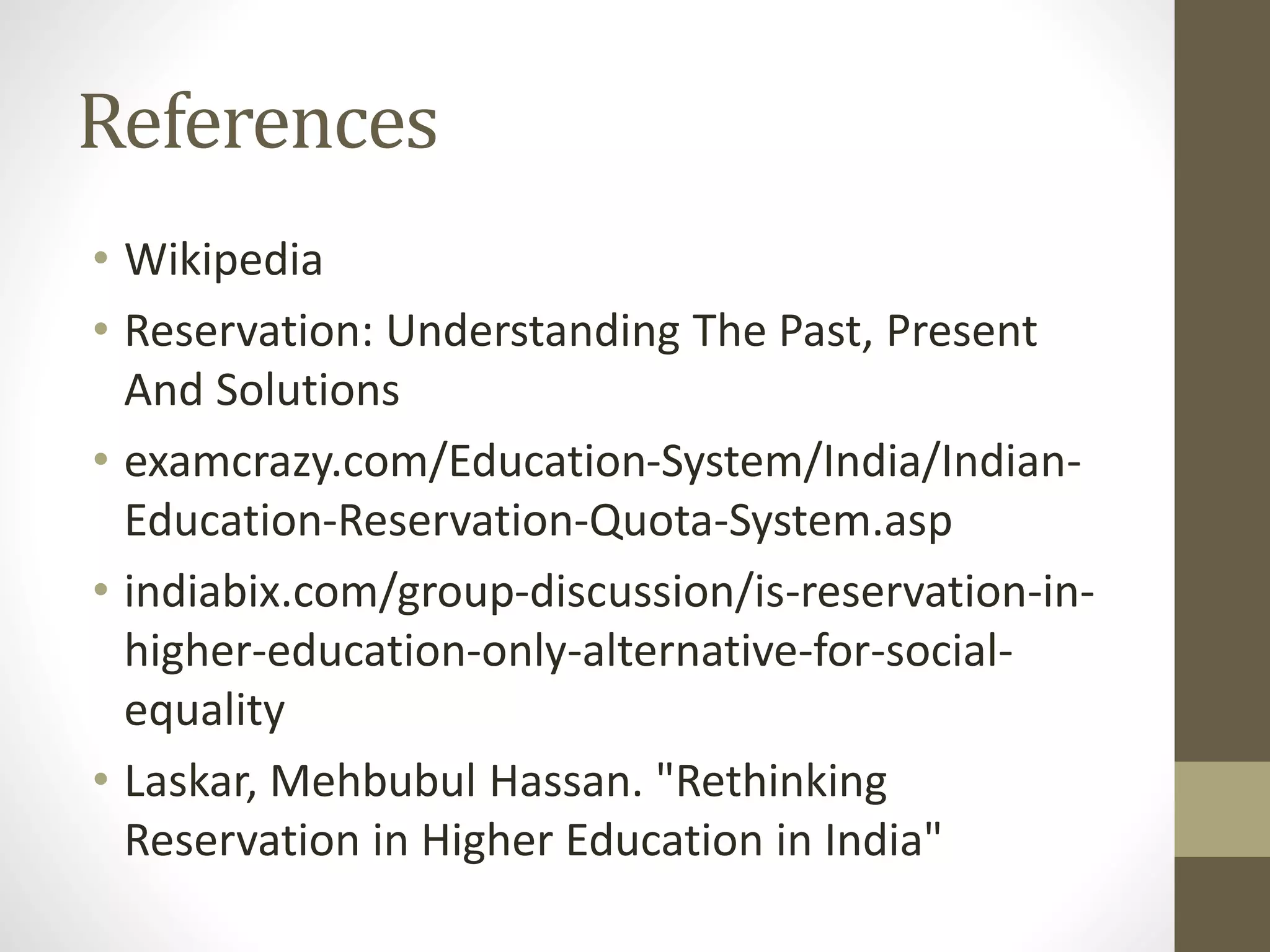 Reservation in indian education system | PPTX