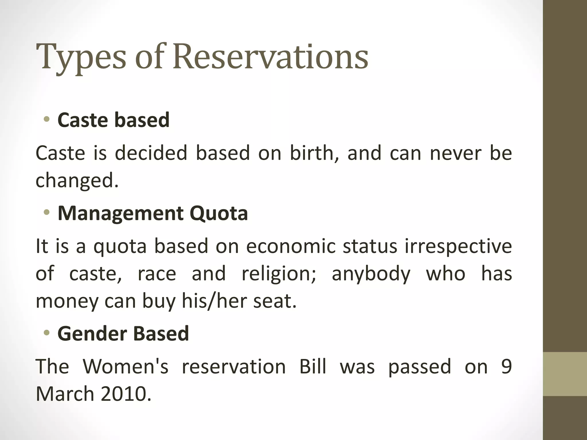 Reservation in indian education system | PPTX