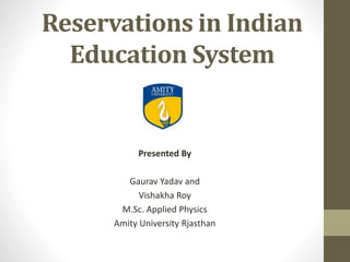 Reservation in indian education system | PPTX