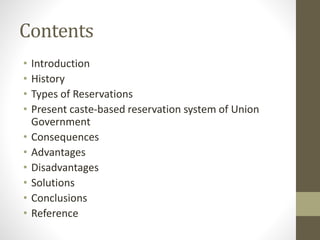 Reservation in indian education system | PPTX