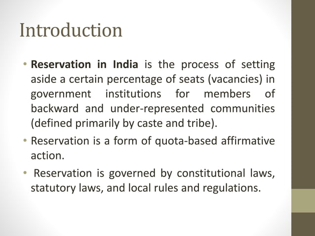 Reservation in indian education system | PPTX | Hinduism | Religion ...
