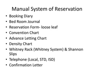 Reservation Procedure in Hotels, Amendment, Cancellation, Modes ...