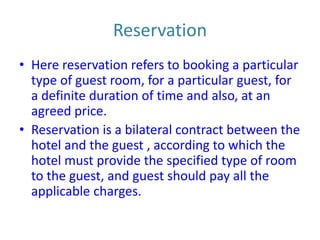 Reservation Procedure in Hotels, Amendment, Cancellation, Modes ...