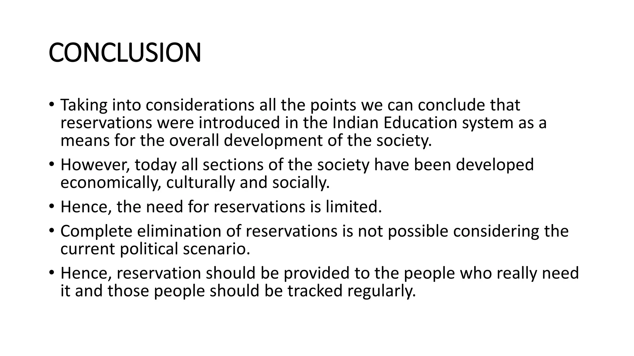 Reservation policies in india presentation | PPT