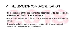 Reservation policies in india presentation | PPT