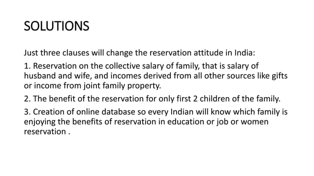 Reservation policies in india presentation | PPT