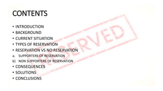 Reservation policies in india presentation | PPT