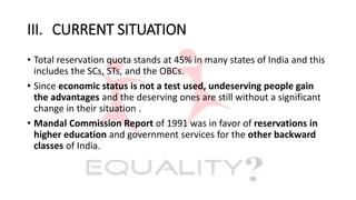 Reservation policies in india presentation | PPT