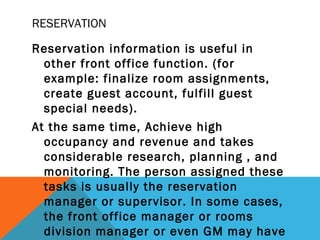 Reservation&room selling procedures | PPT