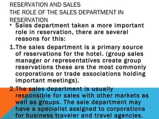 Reservation&room selling procedures | PPT