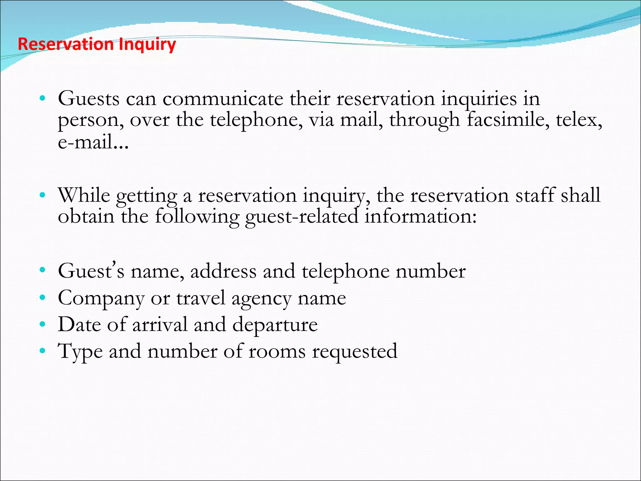 Reservations | PPT