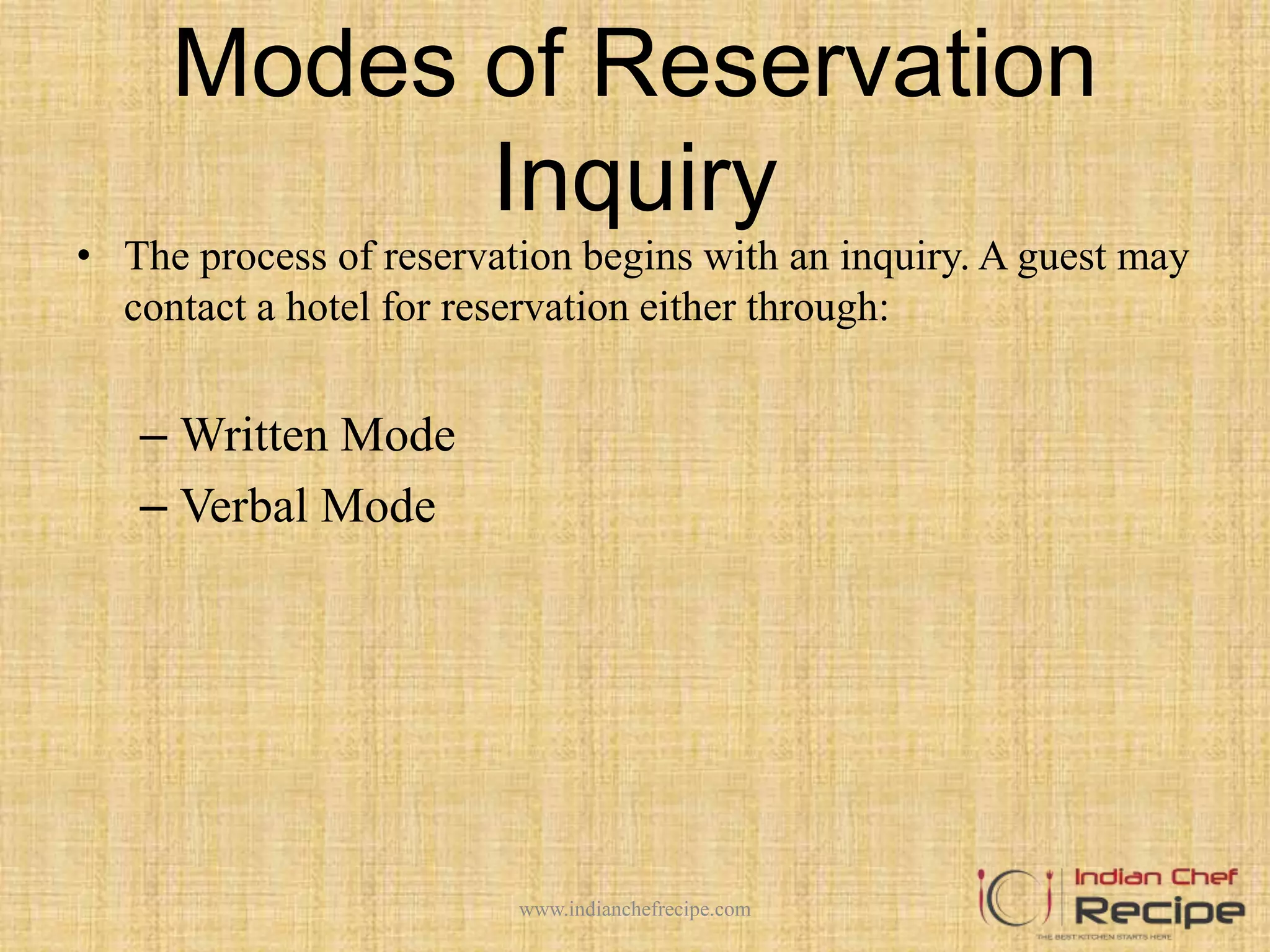 RESERVATION IN HOTEL | PPTX