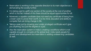 Reservation system in education | PPTX