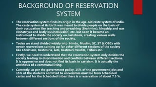 Reservation system in education | PPTX