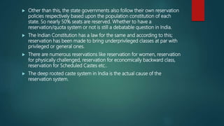 Reservation system in education | PPTX