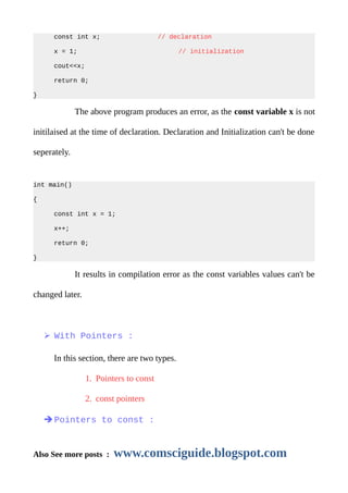 CONST-- once initialised, no one can change it | PDF