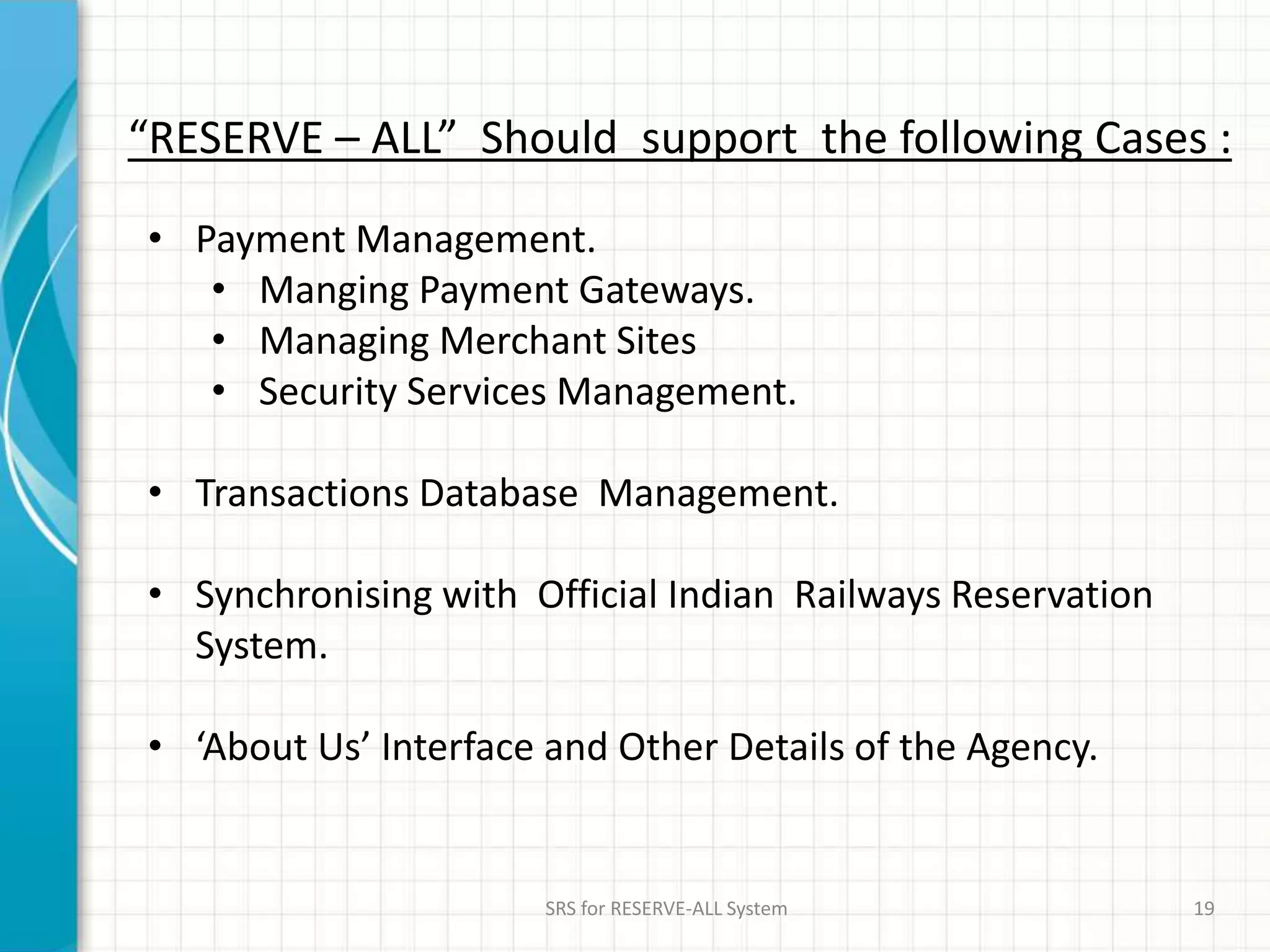 SRS for Railways Reservation System | PPTX