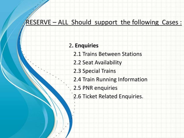 SRS for Railways Reservation System | PPTX