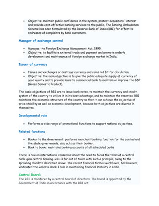 Reserve Bank Of India | DOC | Business Banking & Finance | Business