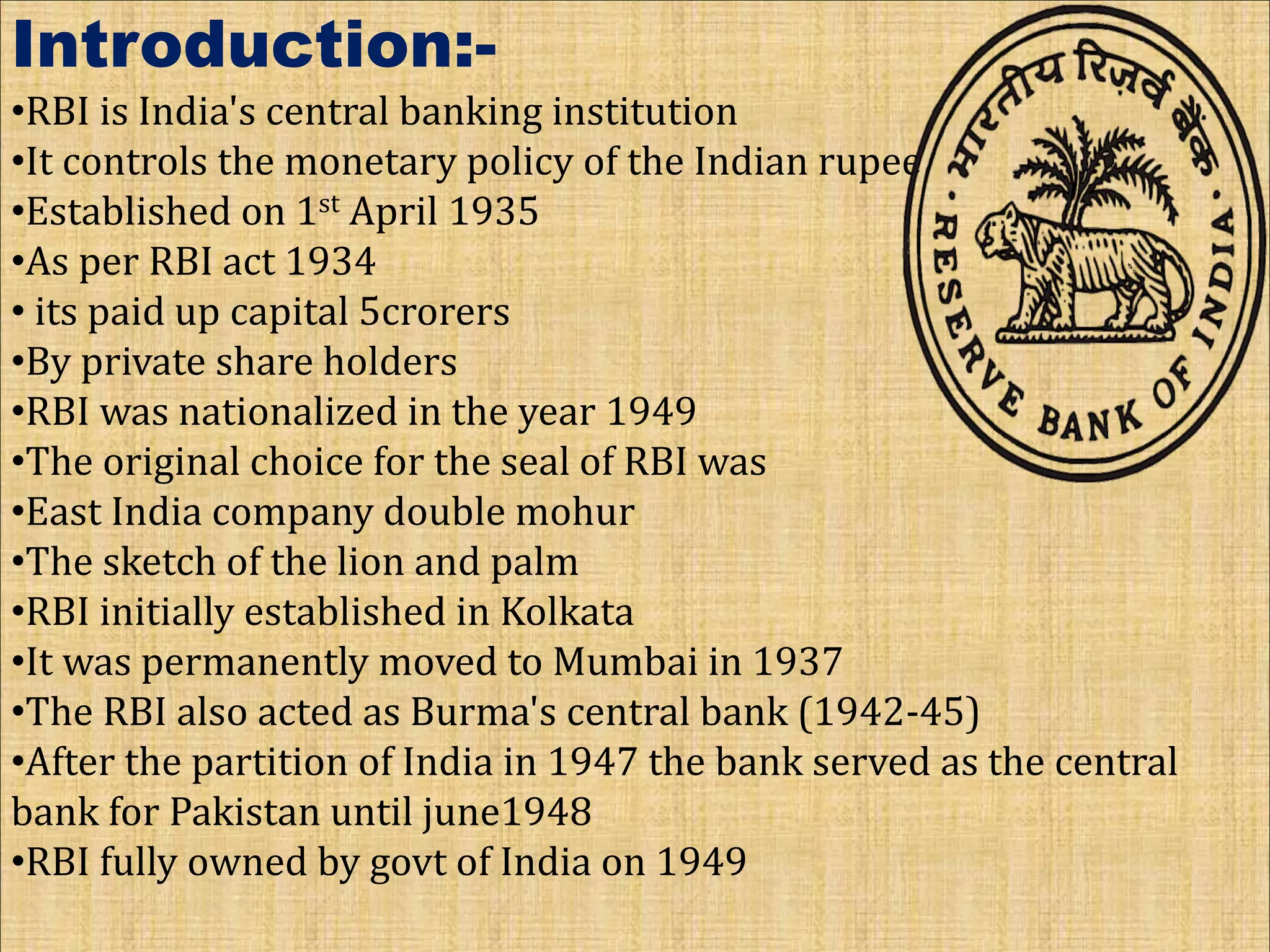 Reserve bank of india | PPTX