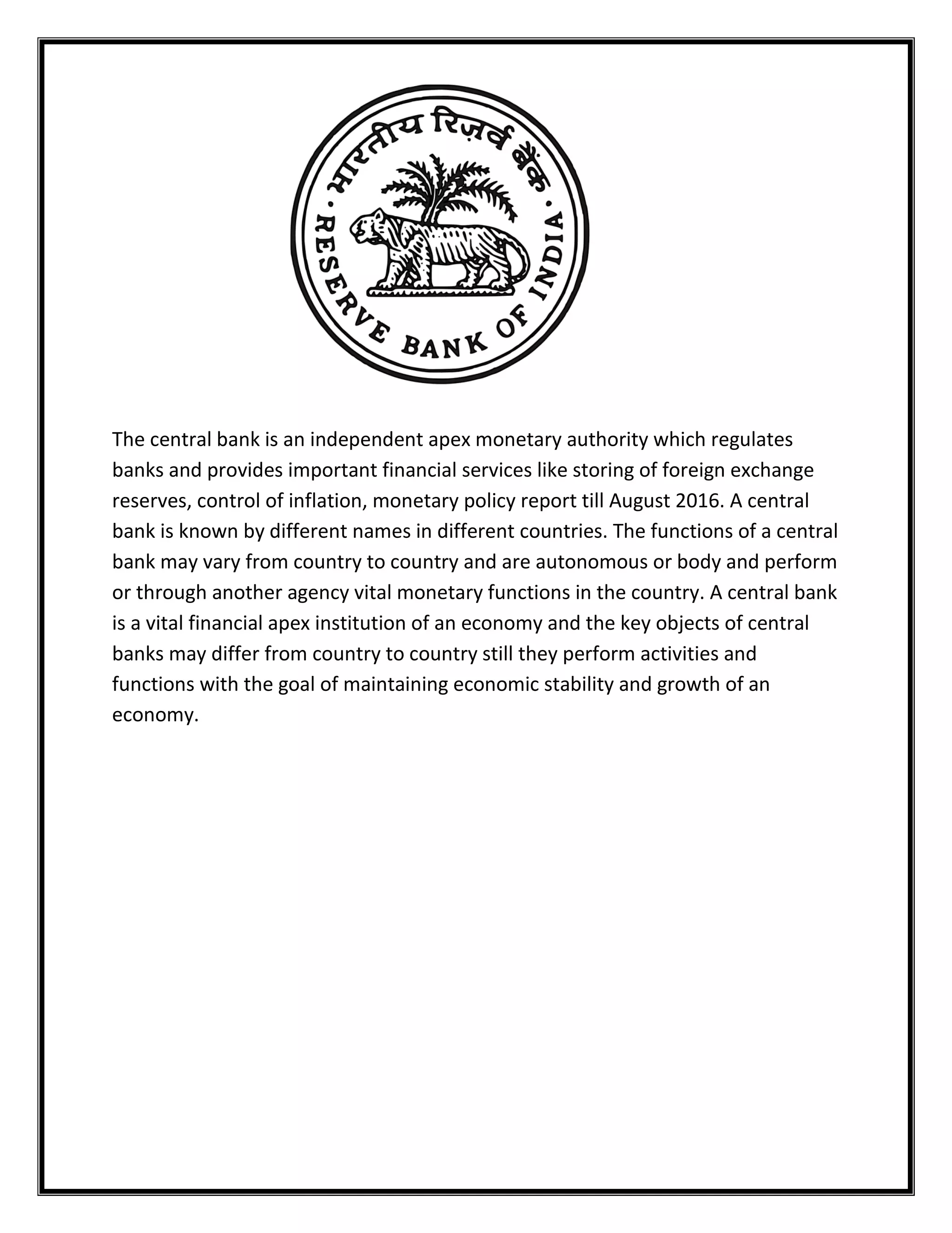 Role of RBI in Control of Credit - Economics Project Class 12 (2019-20 ...