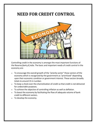 Role of RBI in Control of Credit - Economics Project Class 12 (2019-20 ...