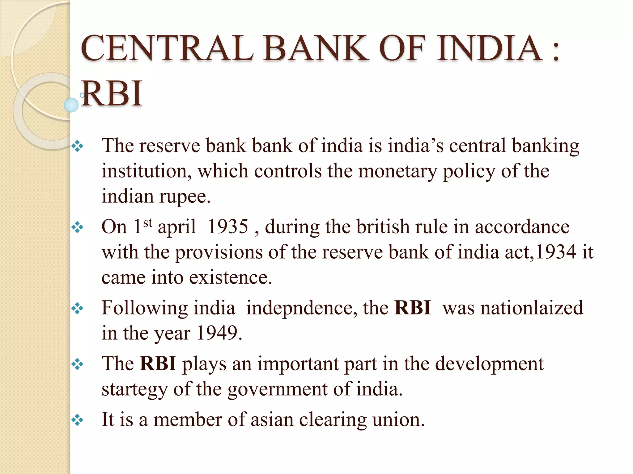 Reserve bank of india (rbi) | PPTX