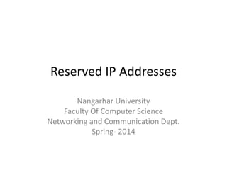 Reserved ip addresses | PPT