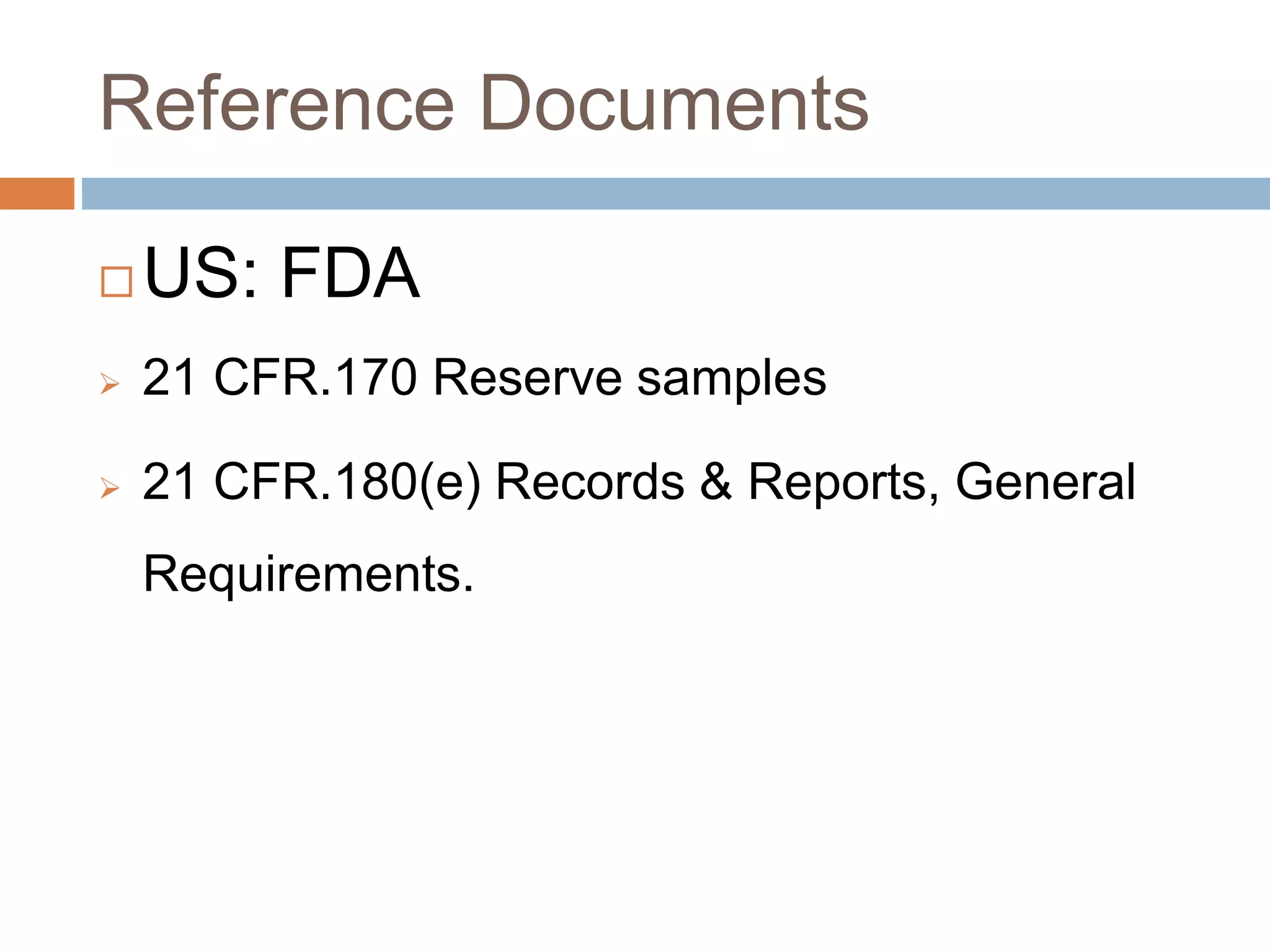 Reserve sample maintenanace | PPT