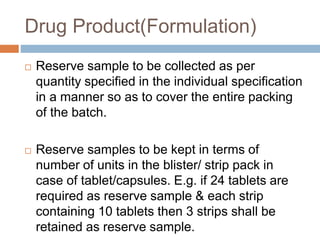 Reserve sample maintenanace | PPT