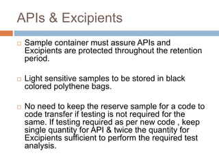 Reserve sample maintenanace | PPT