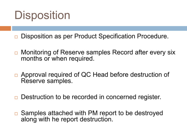 Reserve sample maintenanace | PPT