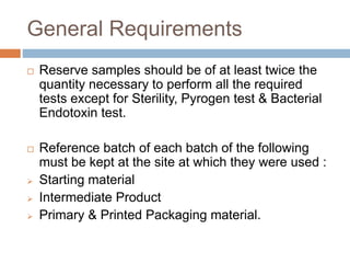 Reserve sample maintenanace | PPT