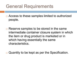 Reserve sample maintenanace | PPT