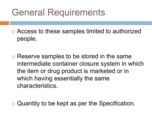 Reserve sample maintenanace | PPT
