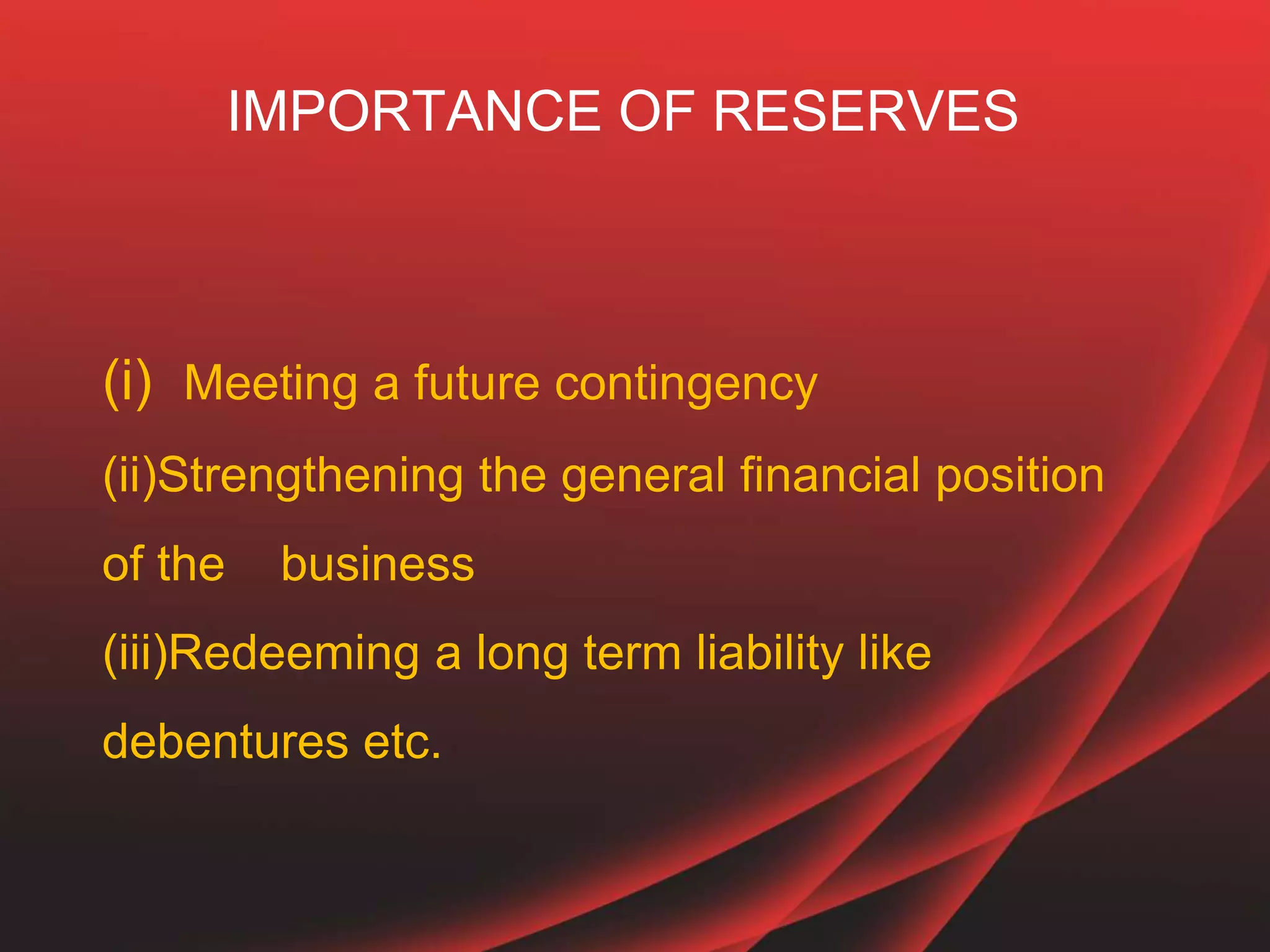 Reserves and provisions | PPTX