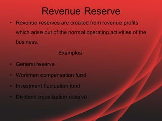 Reserves and provisions | PPTX