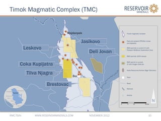 Reservoir Minerals Presentation - November 2012 | PPT