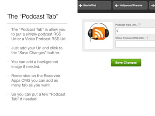 Reservoir Apps CMS & Tabs | PPT