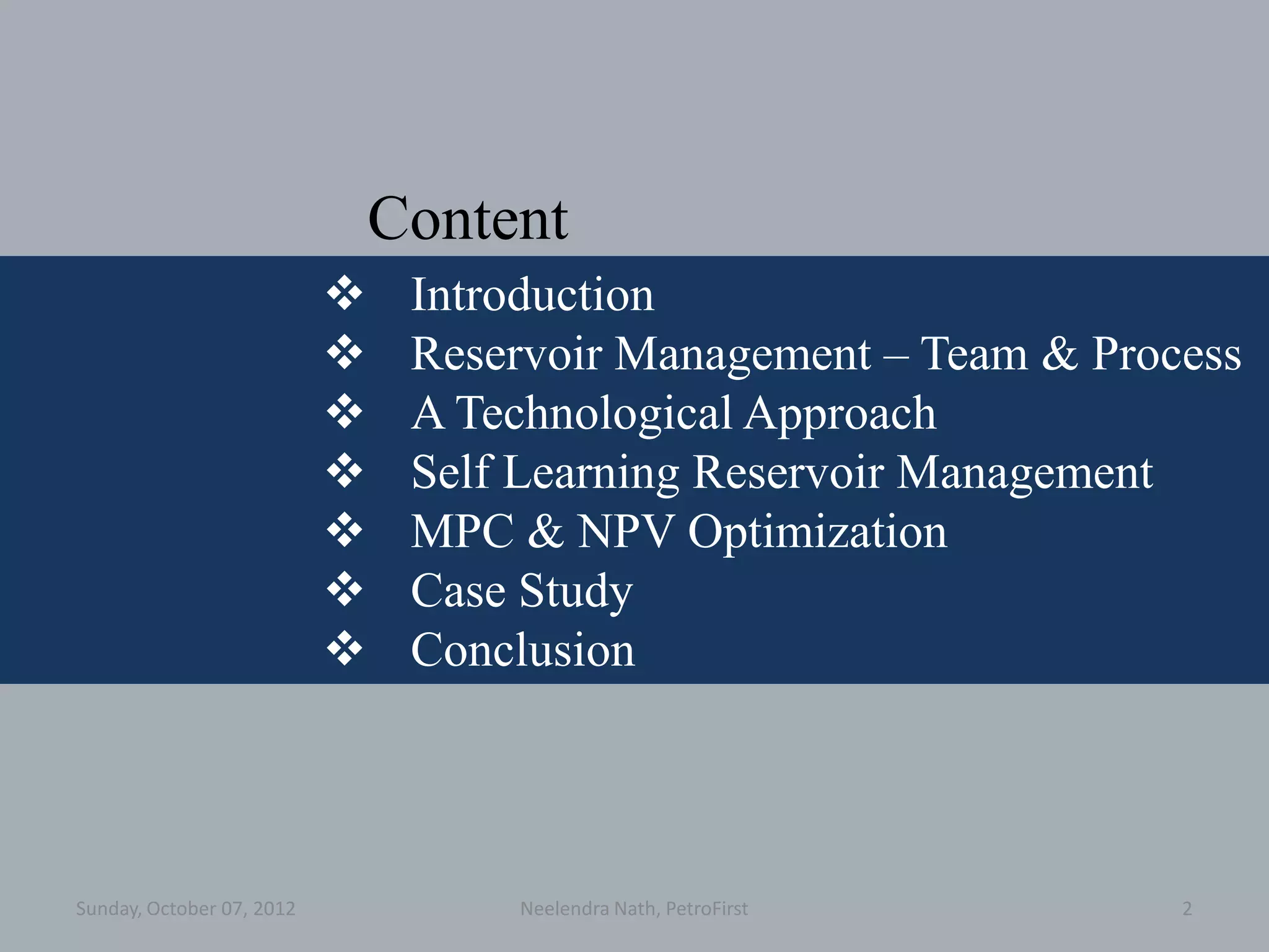 Raising Reservoir - A Techno-Managerial Approach to Reservoir ...