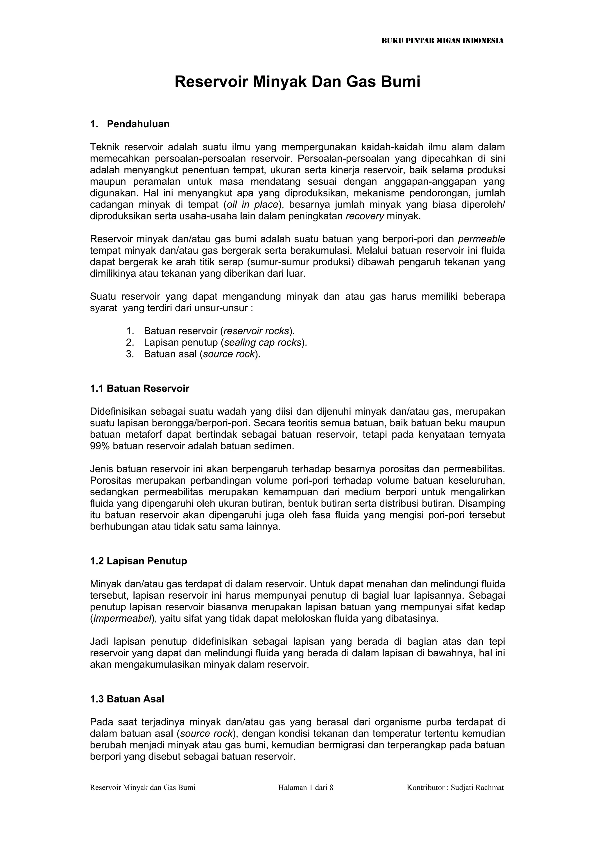 Reservoir minyak dan gas bumi | PDF
