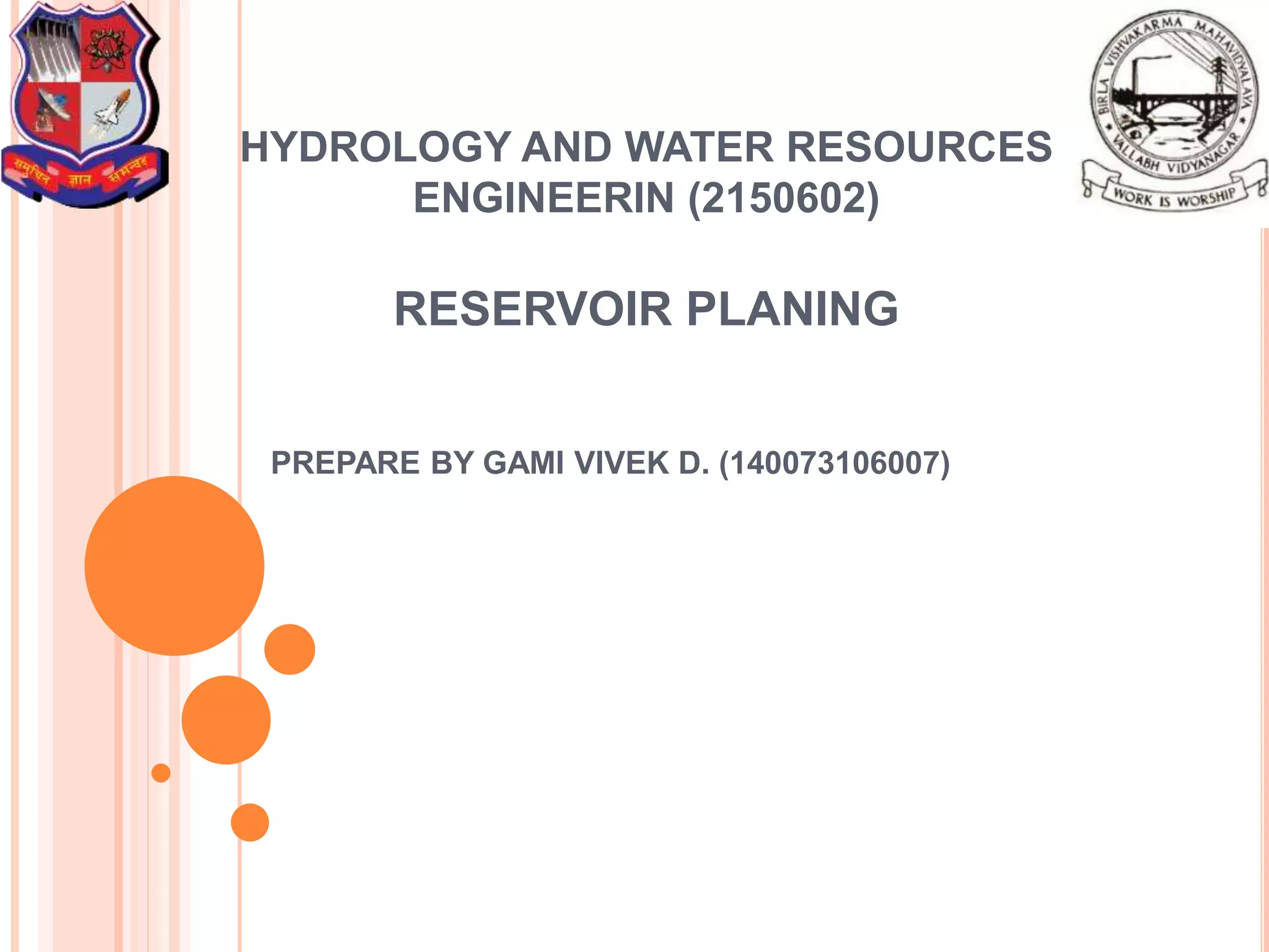 Reservoir planing | PPTX