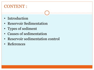 Reservoir sedimentation & its control | PPTX