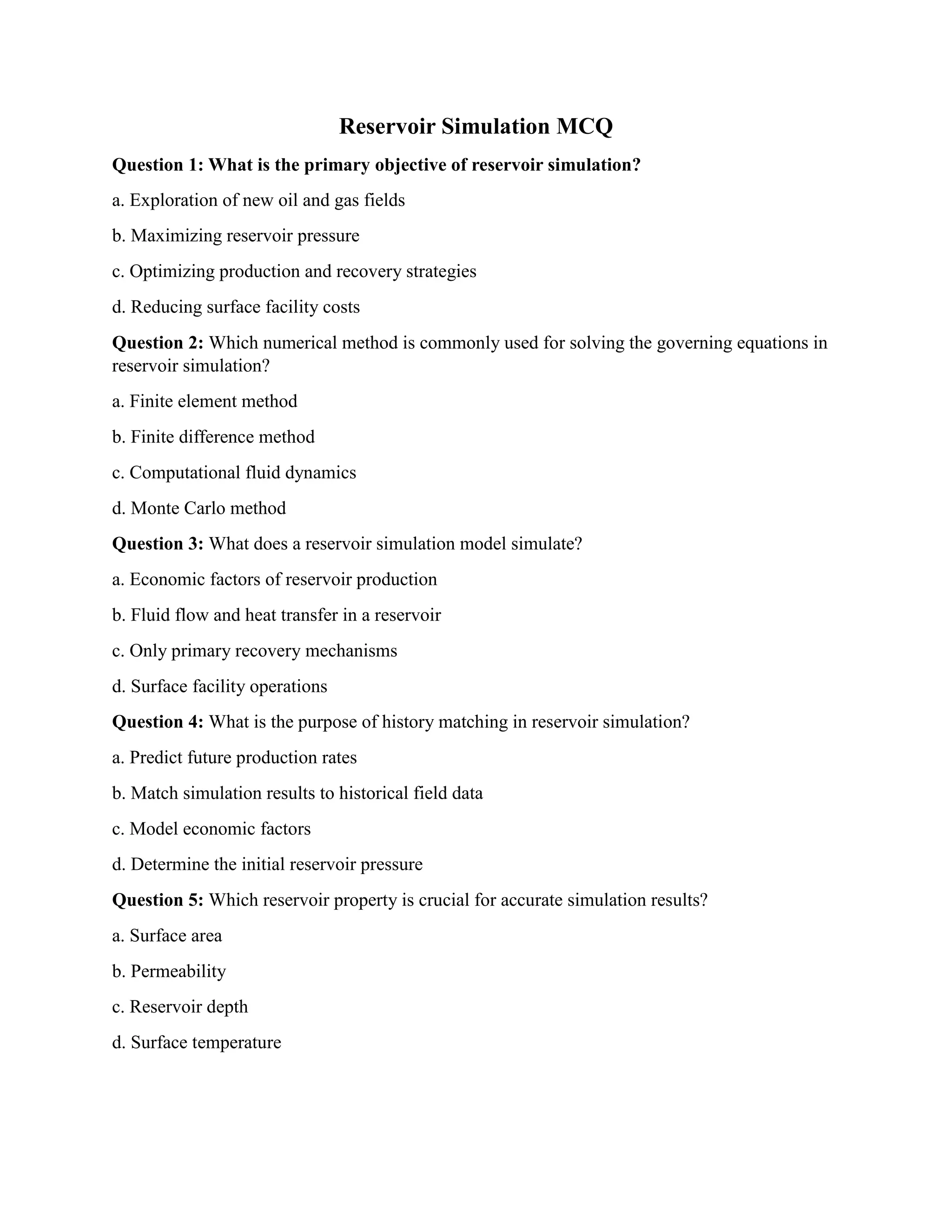 Reservoir Simulation MCQ.docx