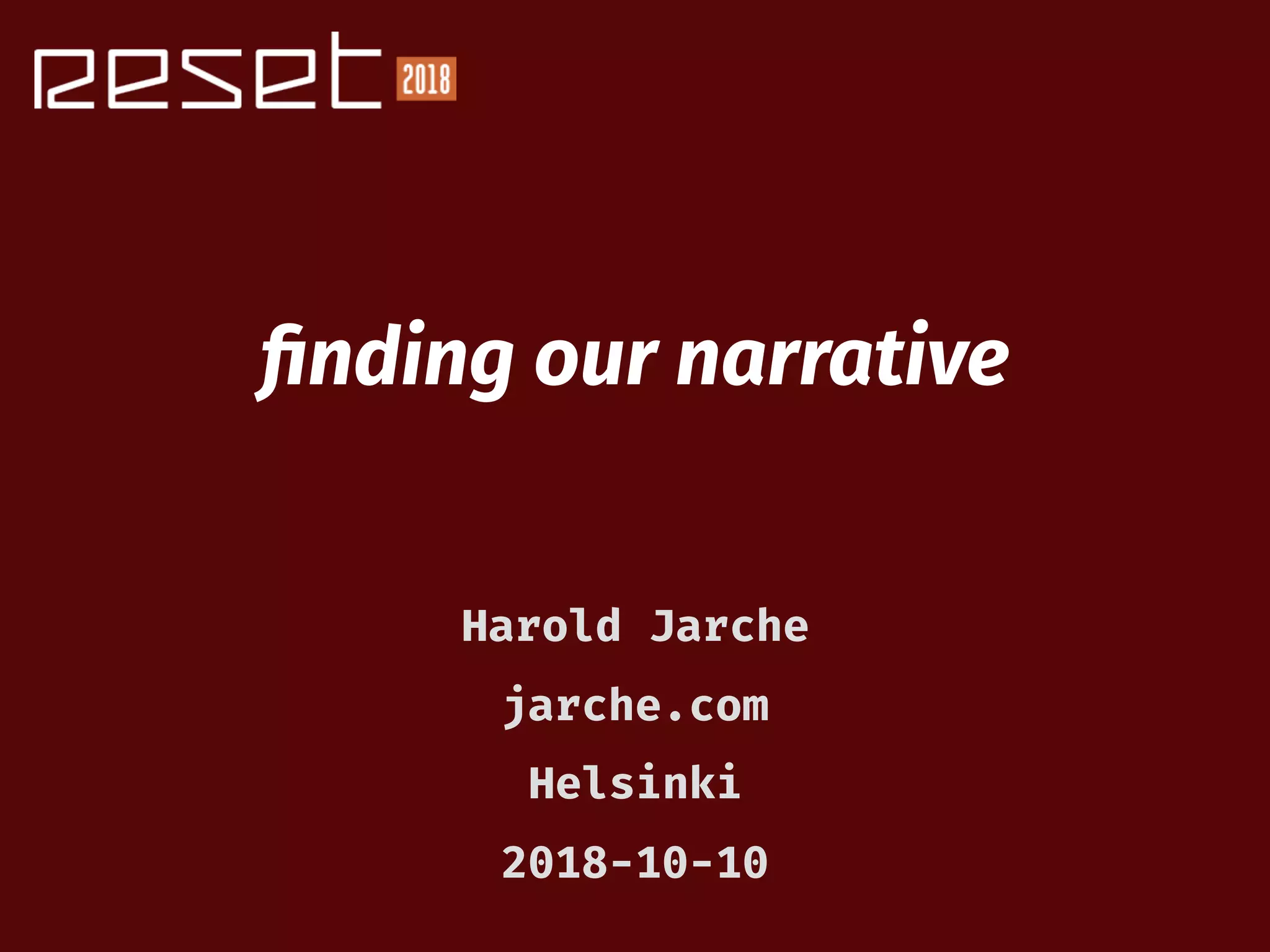 Finding our narrative, Harold Jarche | PDF