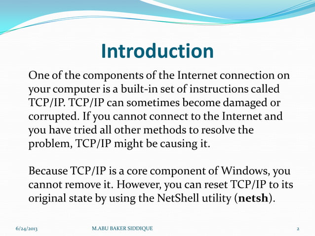 How to reset TCP/IP Stack | PPT